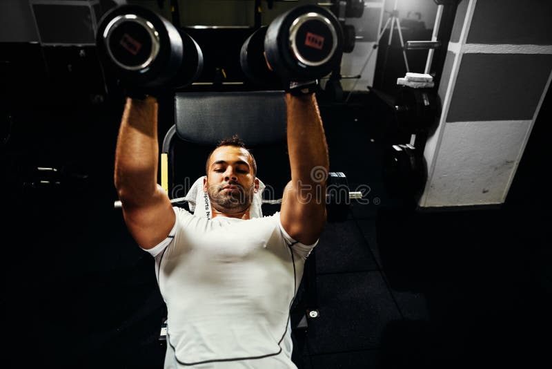 Handsome Bodybuilder Pumping Up Hands in Gym Stock Photo - Image of ...