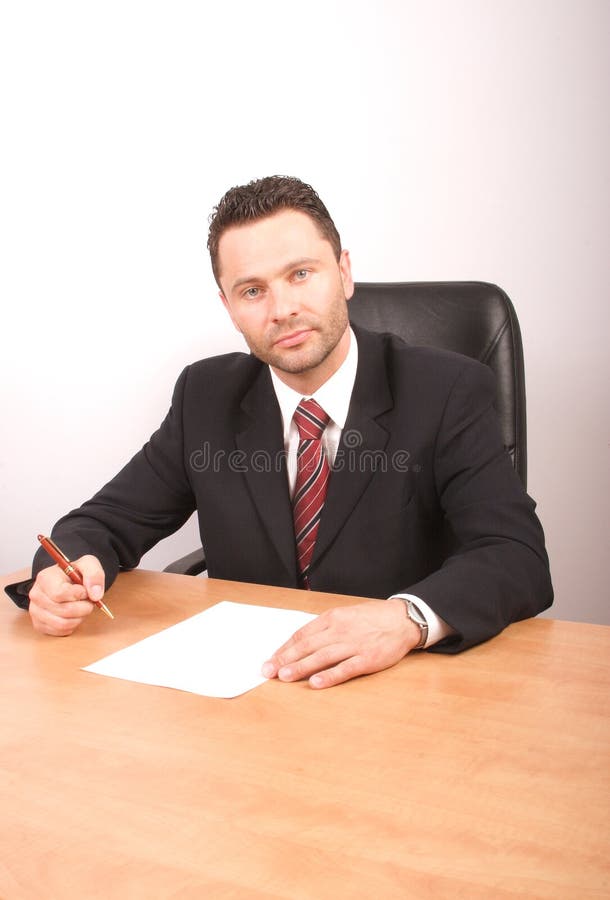 Handsome Boss Sitting at the Desk Stock Photo - Image of copy ...