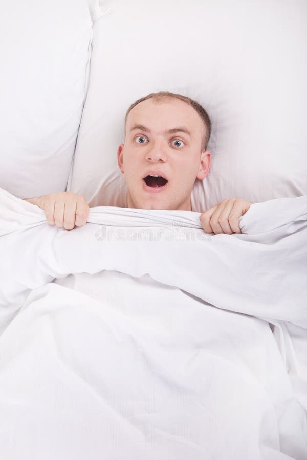 Handsome Boy in Bed at Home a Surprised Face Stock Image - Image of ...
