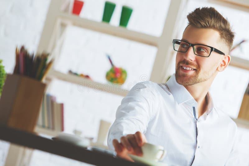 Handsome Boy with Coffee Cup Stock Image - Image of face, confident ...