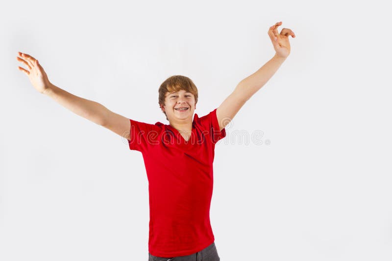 Handsome Boy Gesturing with Arms Stock Image - Image of isolated, laugh ...