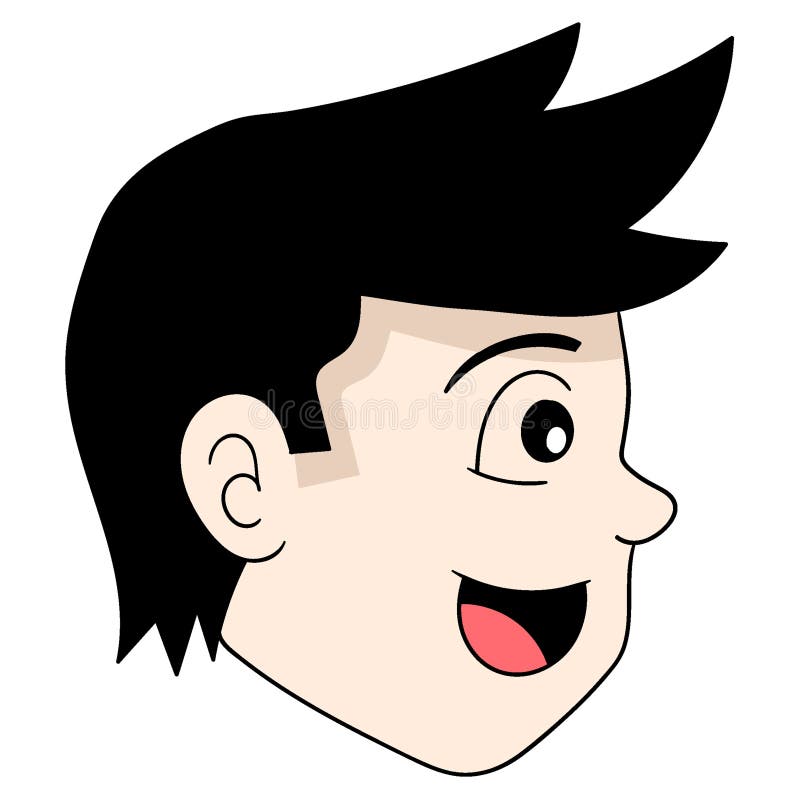Handsome Boy Head Emoticon Happy Facial Expression Spiky Hair Stock ...