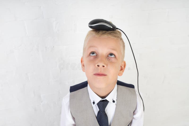 Boy with computer mouse stock photo. Image of happy - 103080494