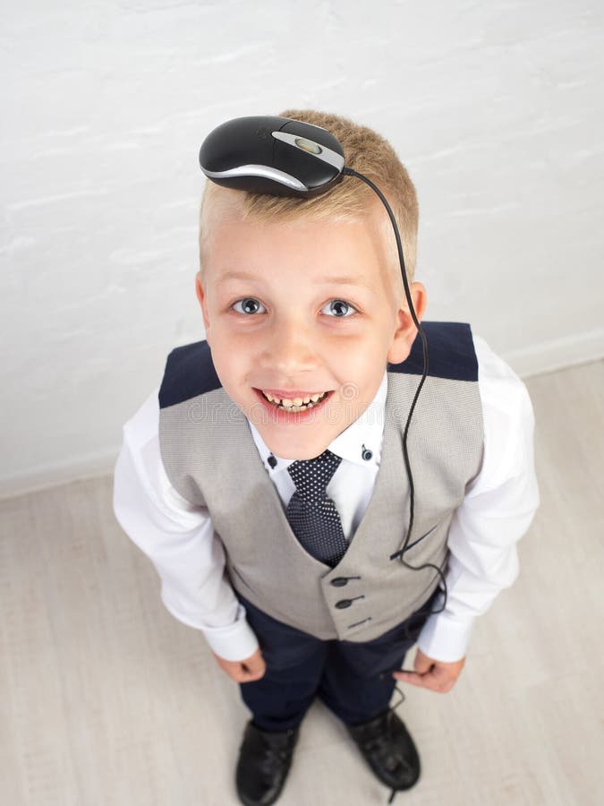 Boy with computer mouse stock photo. Image of happy - 103080494