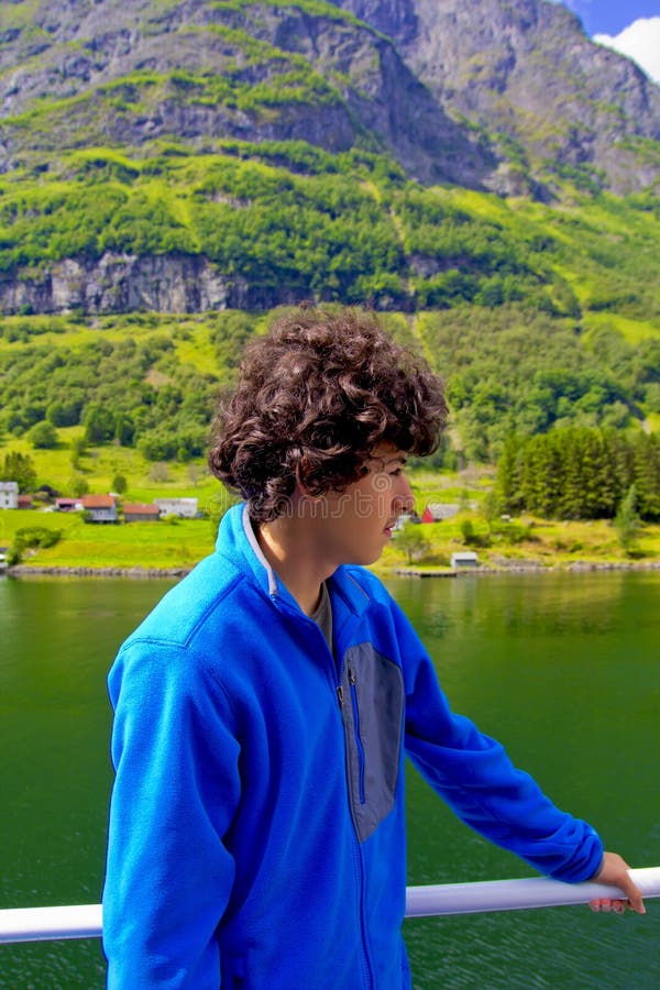 Handsome Boy Looking To the View in Norway Stock Image - Image of boat ...