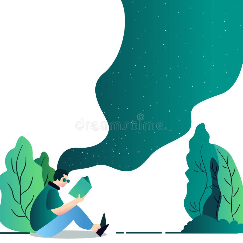 Handsome Boy Reading Book Education Learning Knowledge in Outdoor ...