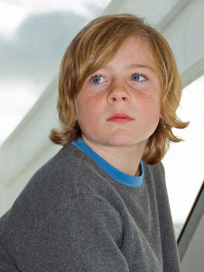 Handsome Boy in Thought stock photo. Image of gray, child - 14174342
