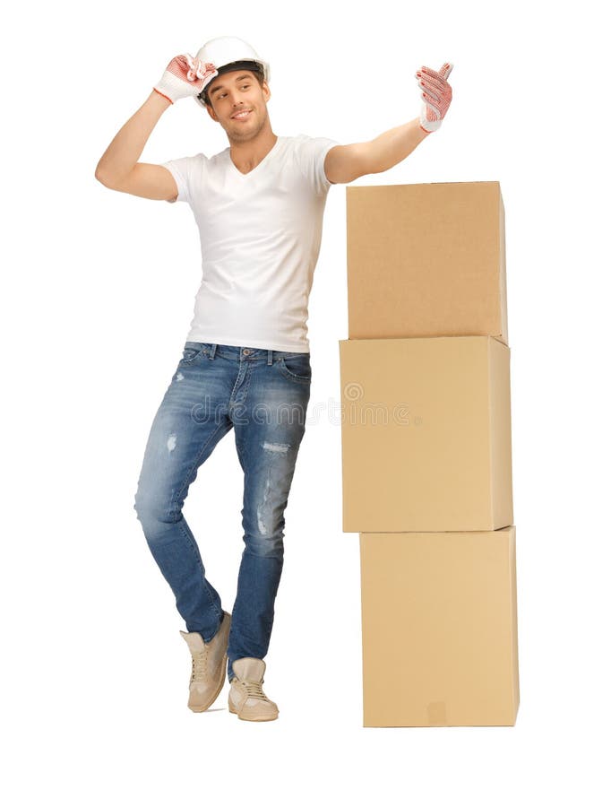 Handsome Man with Big Boxes Stock Image - Image of cute, human: 25143523