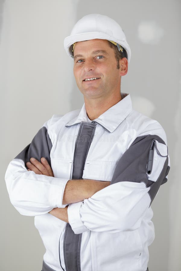 Handsome Builder Looking at Camera Stock Image - Image of clossed ...