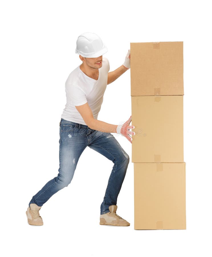 Handsome Man with Big Boxes Stock Image - Image of cute, human: 25143523