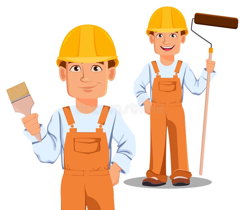 Builder Cartoon Character, Set of Three Poses Stock Vector ...