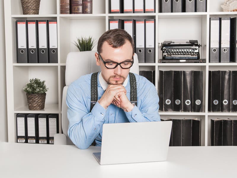 Business Man Boss Working in Office Stock Image - Image of people ...