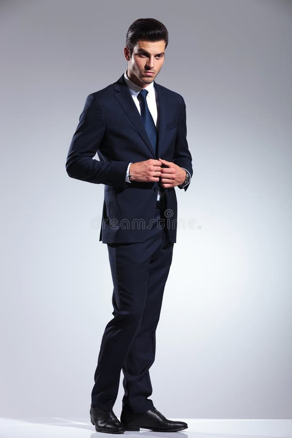 Handsome Business Man Closing His Jacket Stock Image - Image of ...
