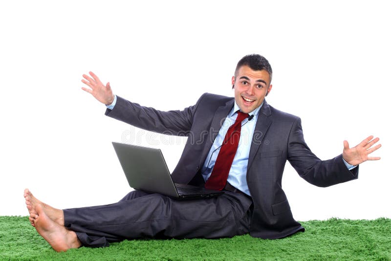 Handsome Business Man Feeling Happy Stock Photo - Image of people, hand ...