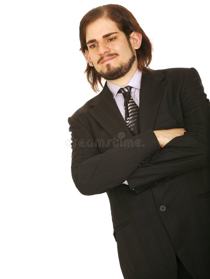 Handsome Business Man Folding Hand and Thinking Stock Image - Image of ...