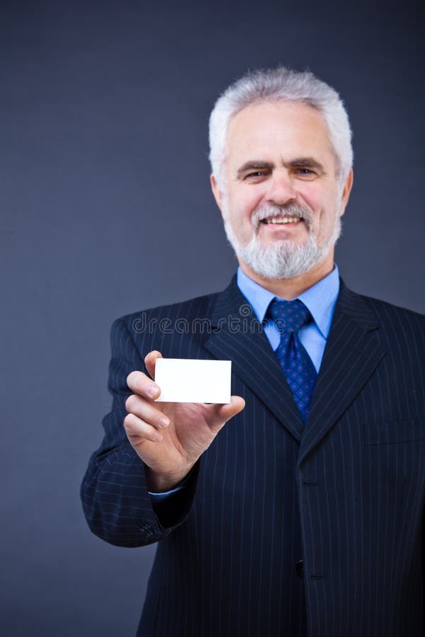 Handsome Business Man Holding Blank Card Stock Photo - Image of ...