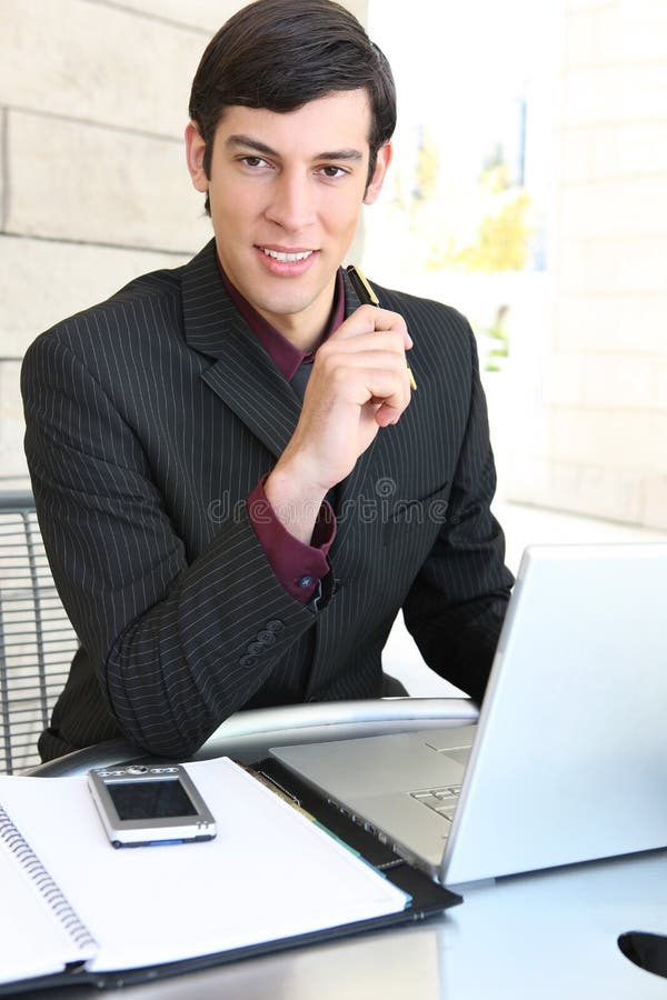 Handsome Business Man with Laptop Stock Image - Image of fresh ...