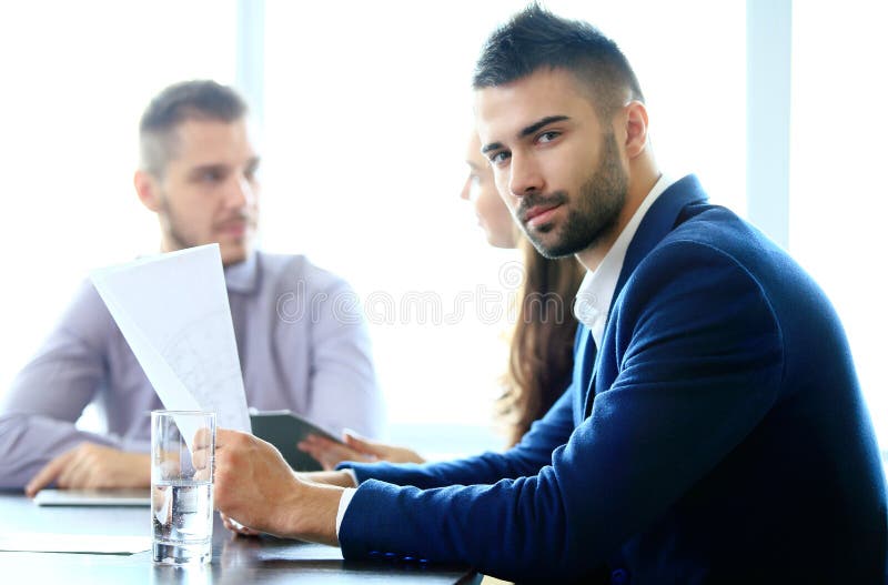Handsome Business Man Smiling Stock Photo - Image of indoors, male ...