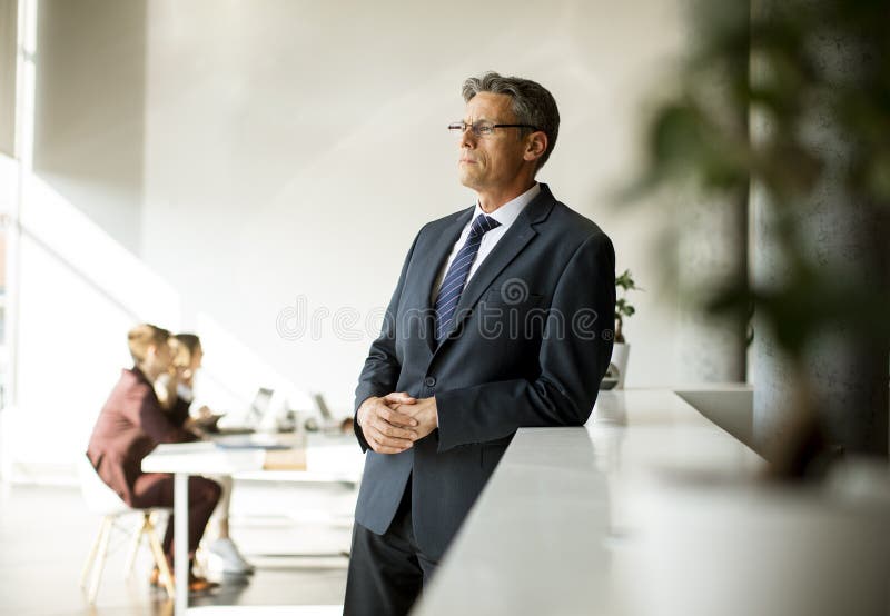 Handsome Business Man Standing in the Office Stock Photo - Image of ...