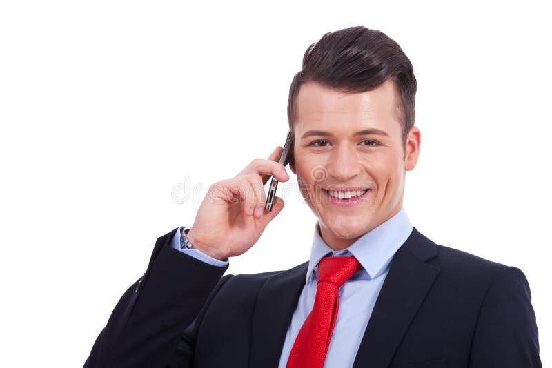 Handsome Business Man Using Cell Phone Stock Image - Image of handsome ...