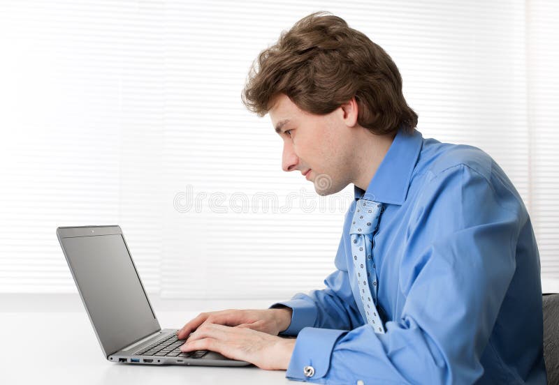 Handsome Business Man Using Laptop Stock Image - Image of internet ...