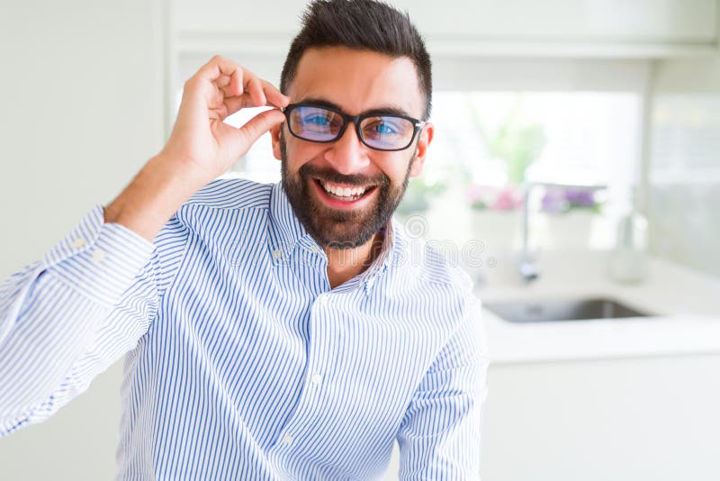 Handsome Business Man Wearing Glasses and Smiling Cheerful with ... Handsome Business Man Wearing Glasses and Smiling Cheerful with ...