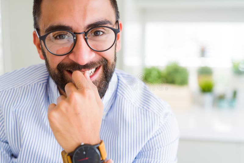 Handsome Business Man Wearing Glasses and Smiling Cheerful with ... Handsome Business Man Wearing Glasses and Smiling Cheerful with ...