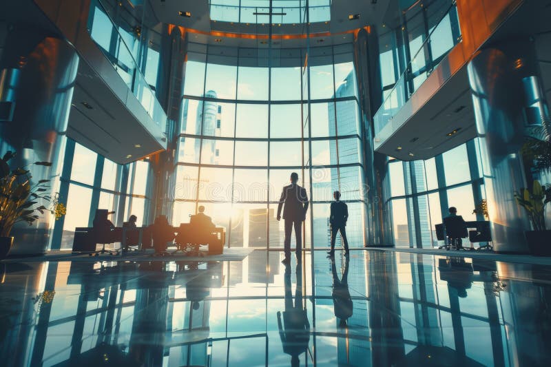 Handsome Business People Working in Spacious Conference Room for ...