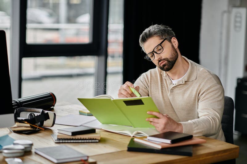 A Handsome Businessman with a Beard Stock Photo - Image of desk ...