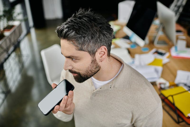 A Handsome Businessman with a Beard Stock Photo - Image of working ...