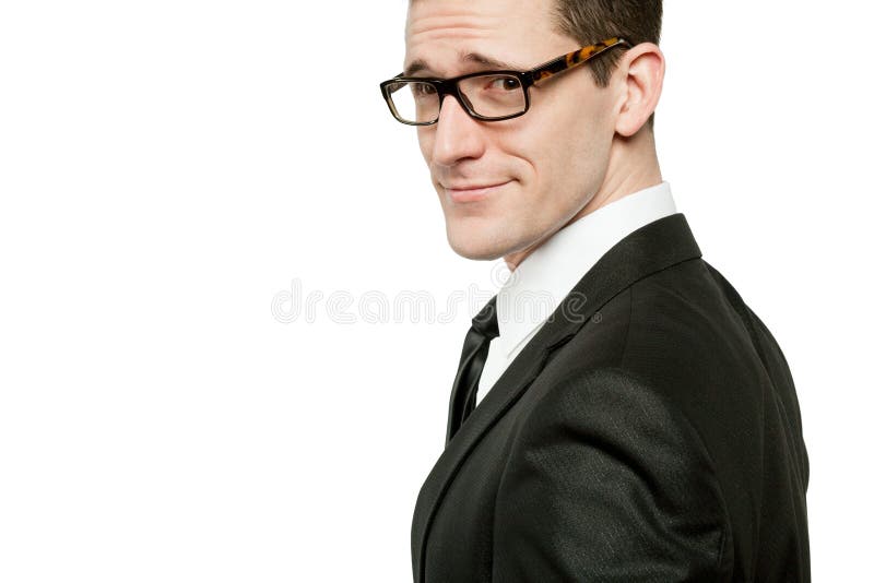 Handsome Businessman in Black Suit on White. Stock Image - Image of ...
