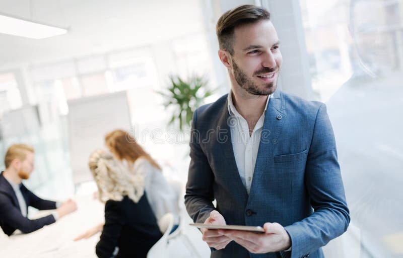 Handsome Businessman Ceo Working in Office Stock Image - Image of ...