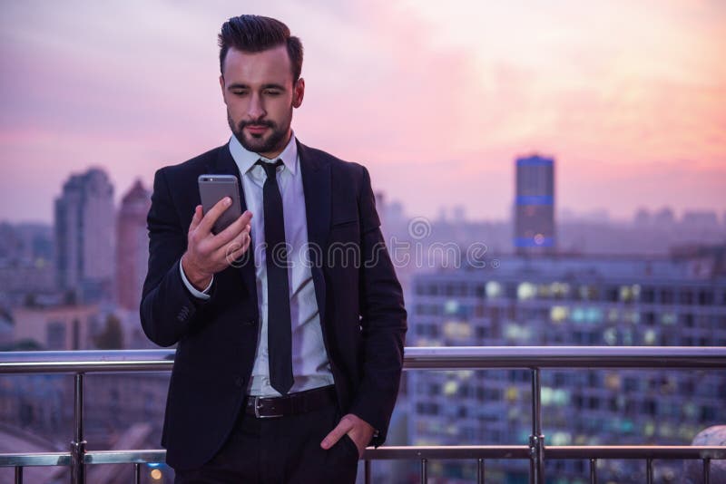 Handsome Businessman in the Evening Stock Photo - Image of casual ... Handsome Businessman in the Evening Stock Photo - Image of casual ...