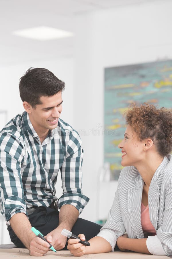 Handsome Businessman Flirting with Workmate Stock Photo - Image of ...