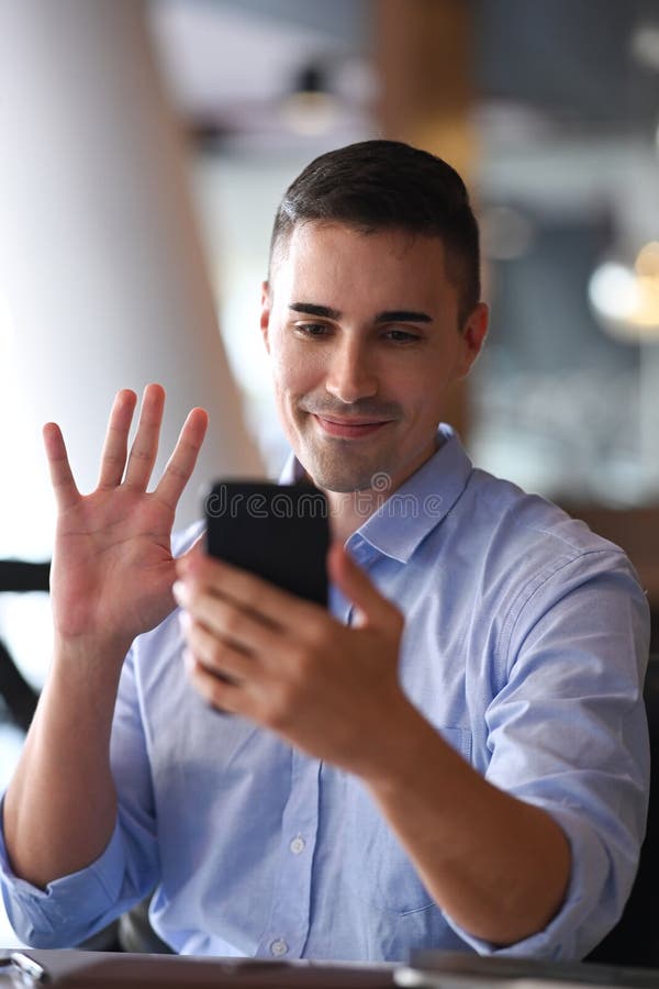 Businessman Having Video Call on Smart Phone. Stock Photo - Image of ...