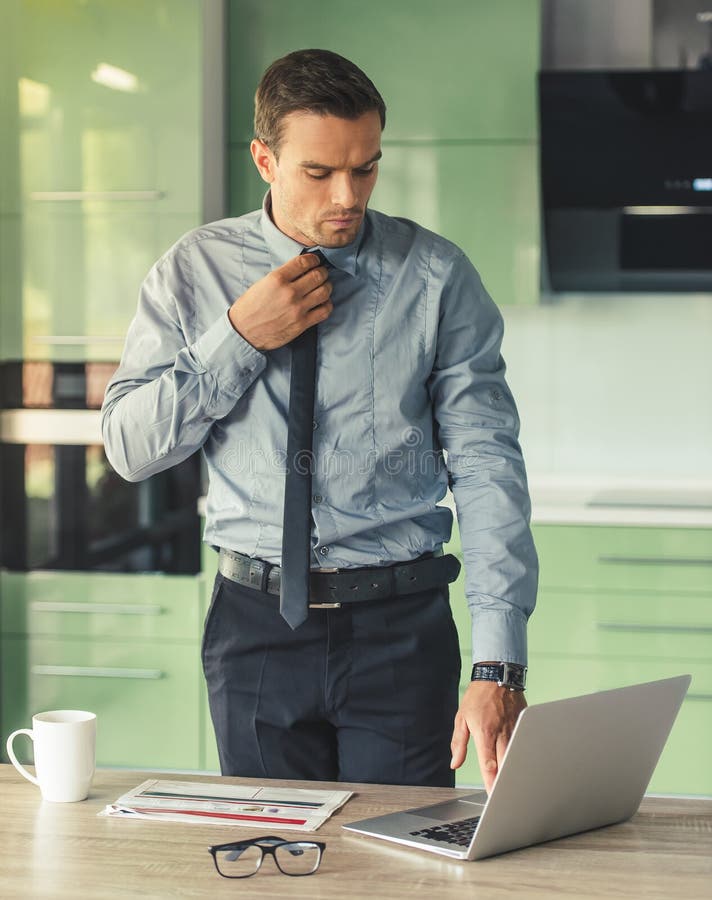 Handsome Businessman at Home Stock Image - Image of lawyer, happy: 76825151