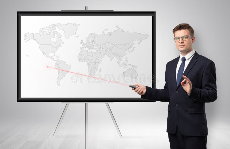 Businessman Presenting Potential Business Area on Map Stock Photo ...