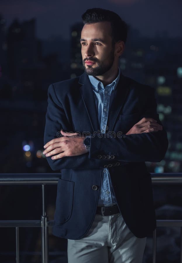 Handsome Businessman in the Evening Stock Image - Image of crossed ... Handsome Businessman in the Evening Stock Image - Image of crossed ...