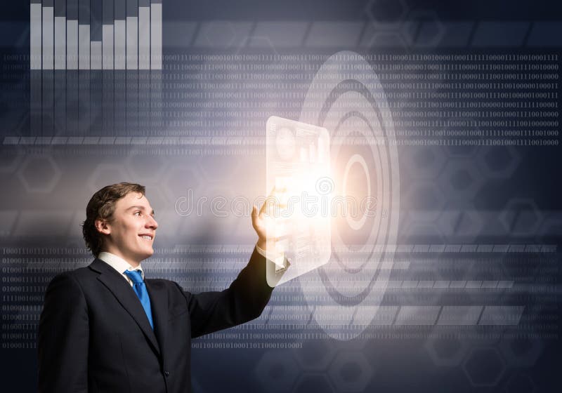 Handsome Businessman Using Virtual Interface Stock Image - Image of ...