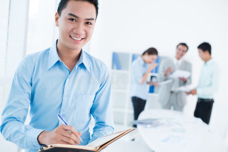 Handsome Businessman at Work Stock Image - Image of holding, company ...