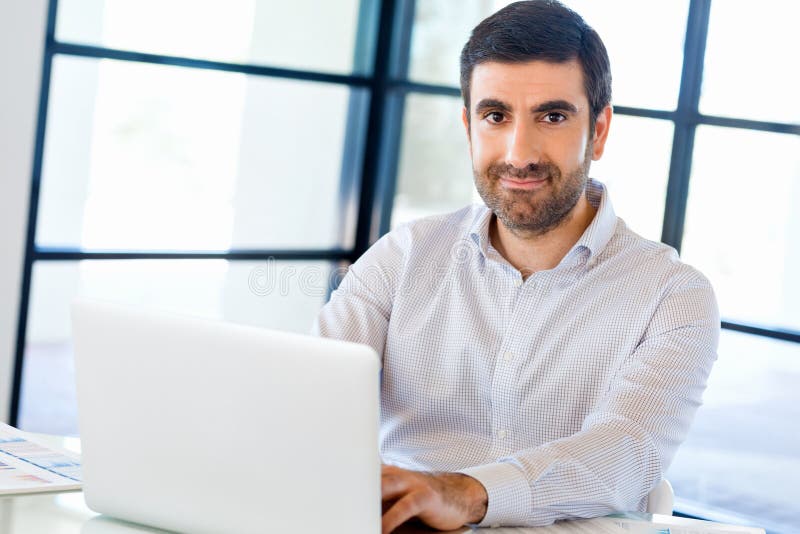 Handsome Businessman Working at Computer Stock Photo - Image of ... Handsome Businessman Working at Computer Stock Photo - Image of ...