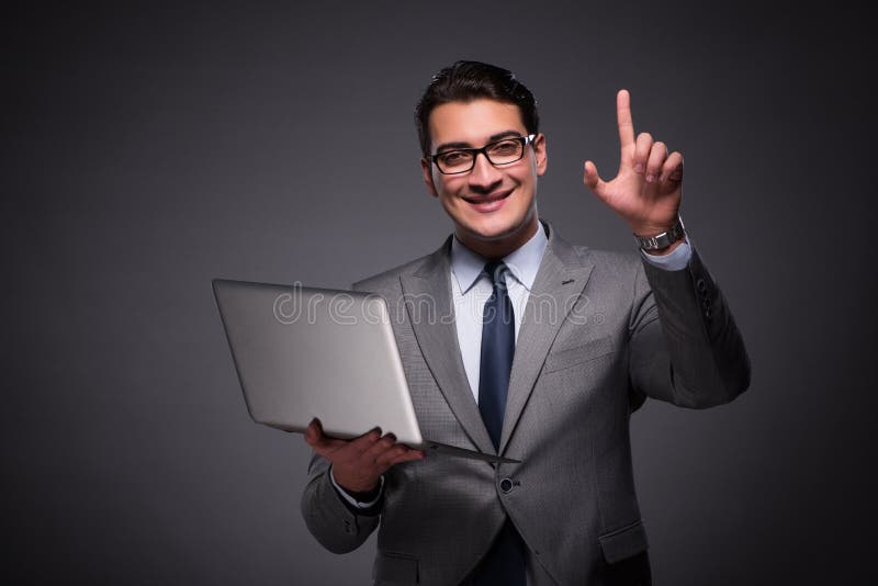 The Handsome Businessman Working on Laptop Computer Stock Photo - Image ...