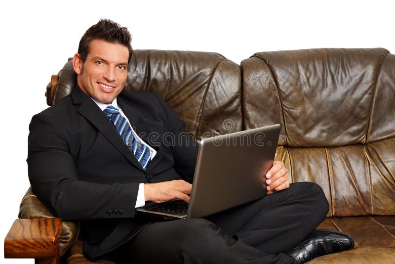 Handsome Businessman Works on the Computer Stock Photo - Image of suit ...