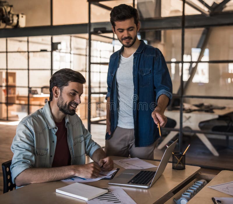 Handsome Businessmen Working Stock Photo - Image of document, internet ...