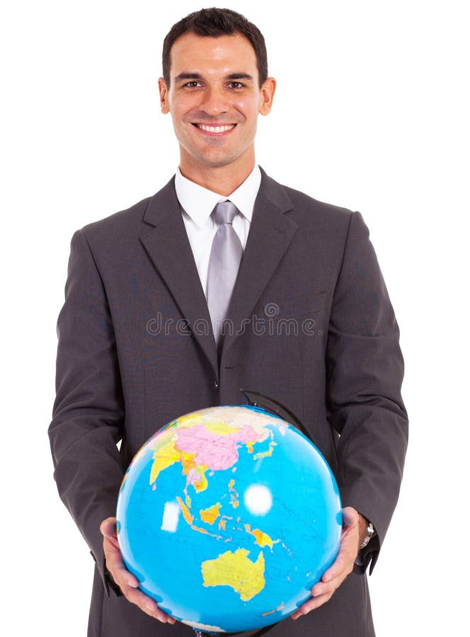 Businessman holding globe stock image. Image of caucasian - 24640655