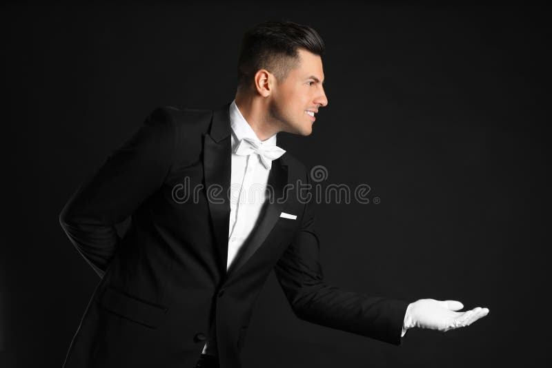 Handsome Butler in Elegant Uniform on White Background Stock Photo ...