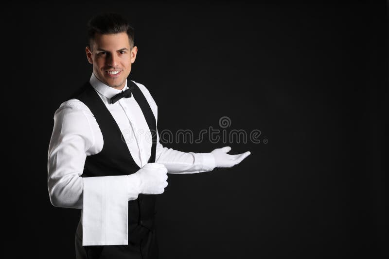 Handsome Butler in Elegant Uniform on White Background Stock Photo ...