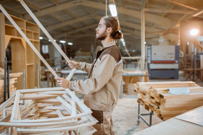 Carpenter with Window Frame at the Workshop Stock Photo - Image of male ...