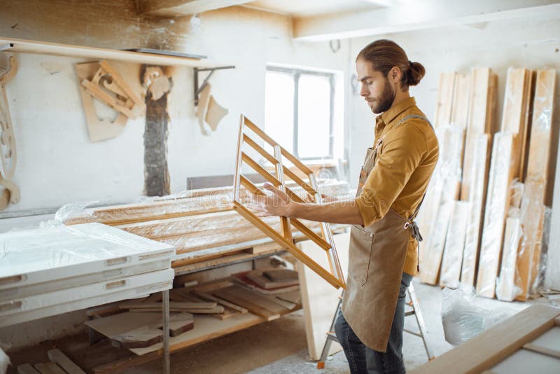 Carpenter with Window Frame at the Workshop Stock Photo - Image of ...