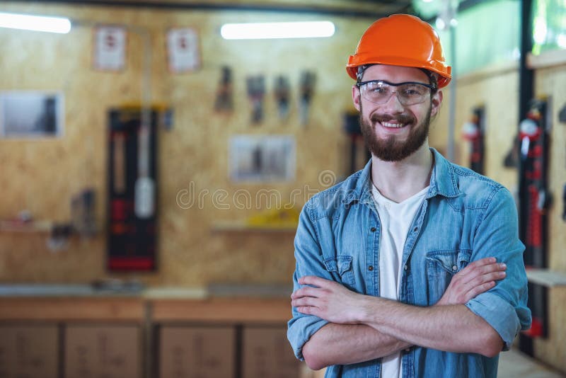 Handsome Carpenter Looking at Camera Stock Photo - Image of look ...